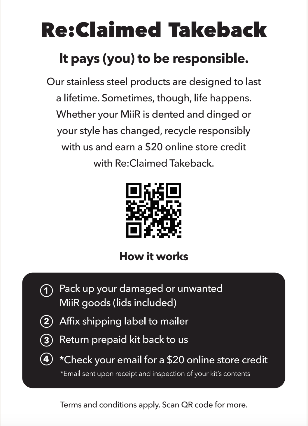 MiiR ANNOUNCES NEW RE:CLAIMED PRODUCT TAKEBACK PROGRAM